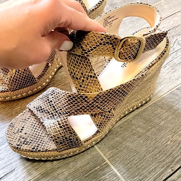 Seven Dials | Shoes | Seven Dials Wedge Ankle Wrap Around Faux Snake ...